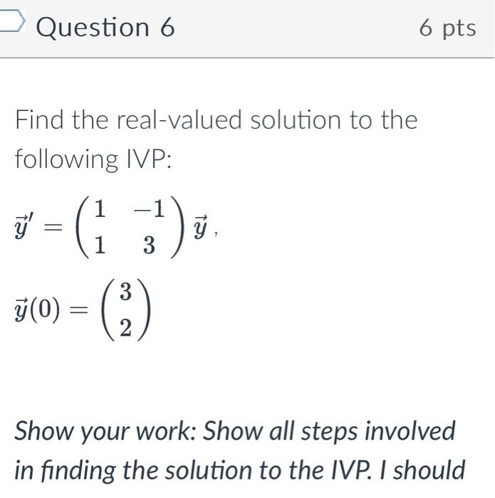 Solved Find the real-valued solution to the following IVP: | Chegg.com