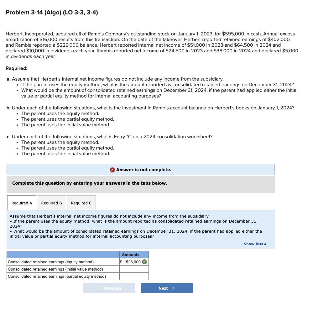Solved Problem 3-14 (Algo) (LO 3-3, 3-4)Herbert, | Chegg.com