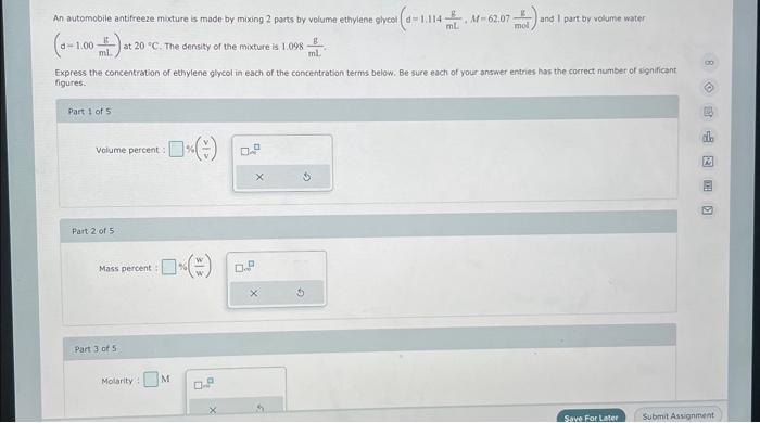 Solved Molarity : M | Chegg.com
