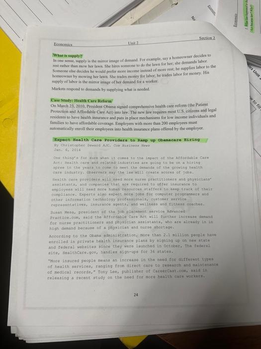 Solved The first page is the article and the second page | Chegg.com