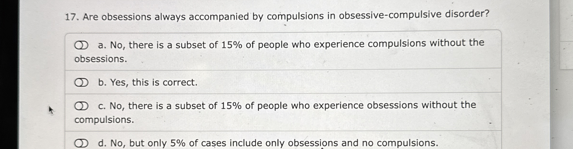 Solved Are obsessions always accompanied by compulsions in | Chegg.com