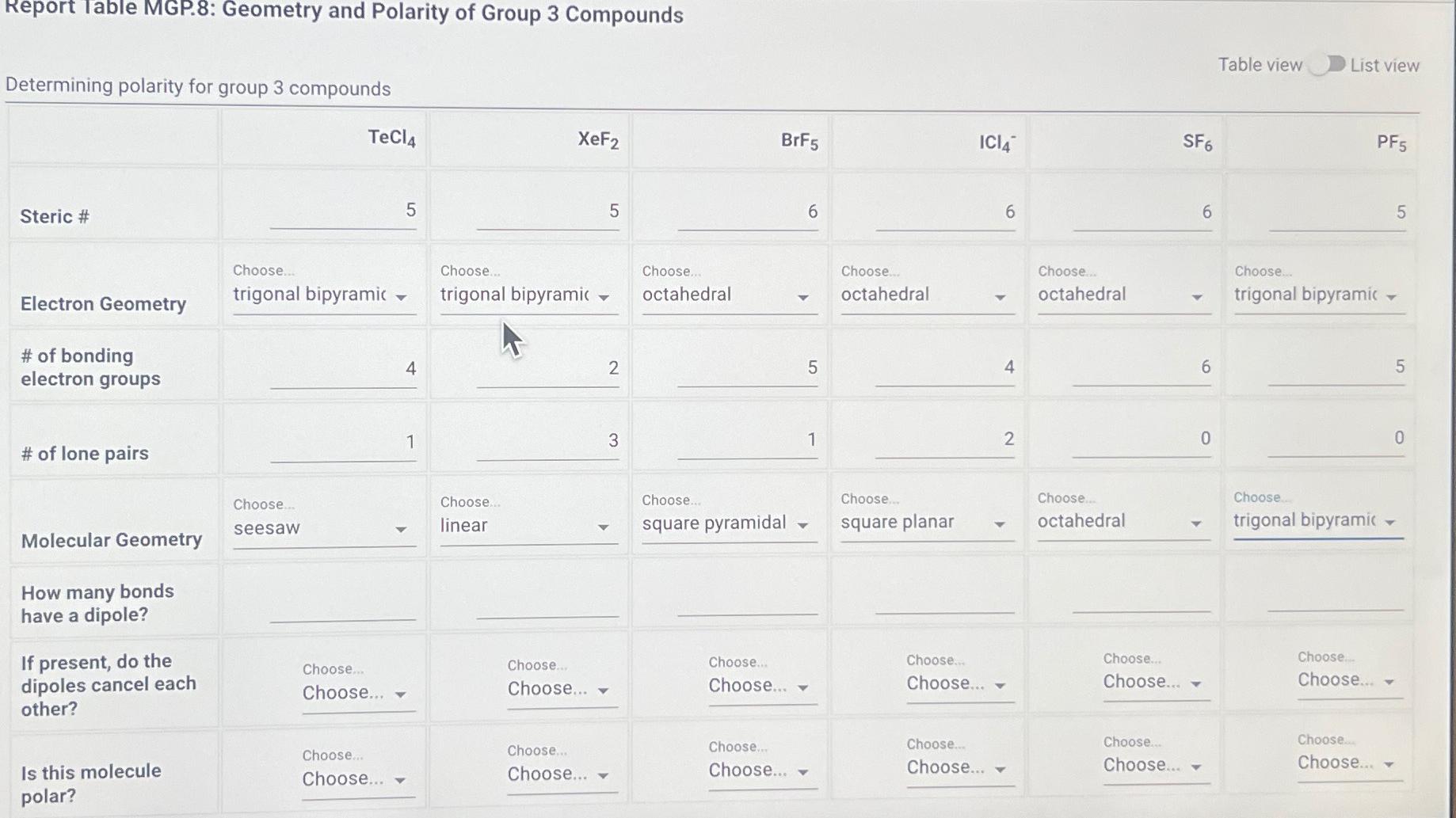Solved Report Iable MGP.8: Geometry and Polarity of Group 3 | Chegg.com