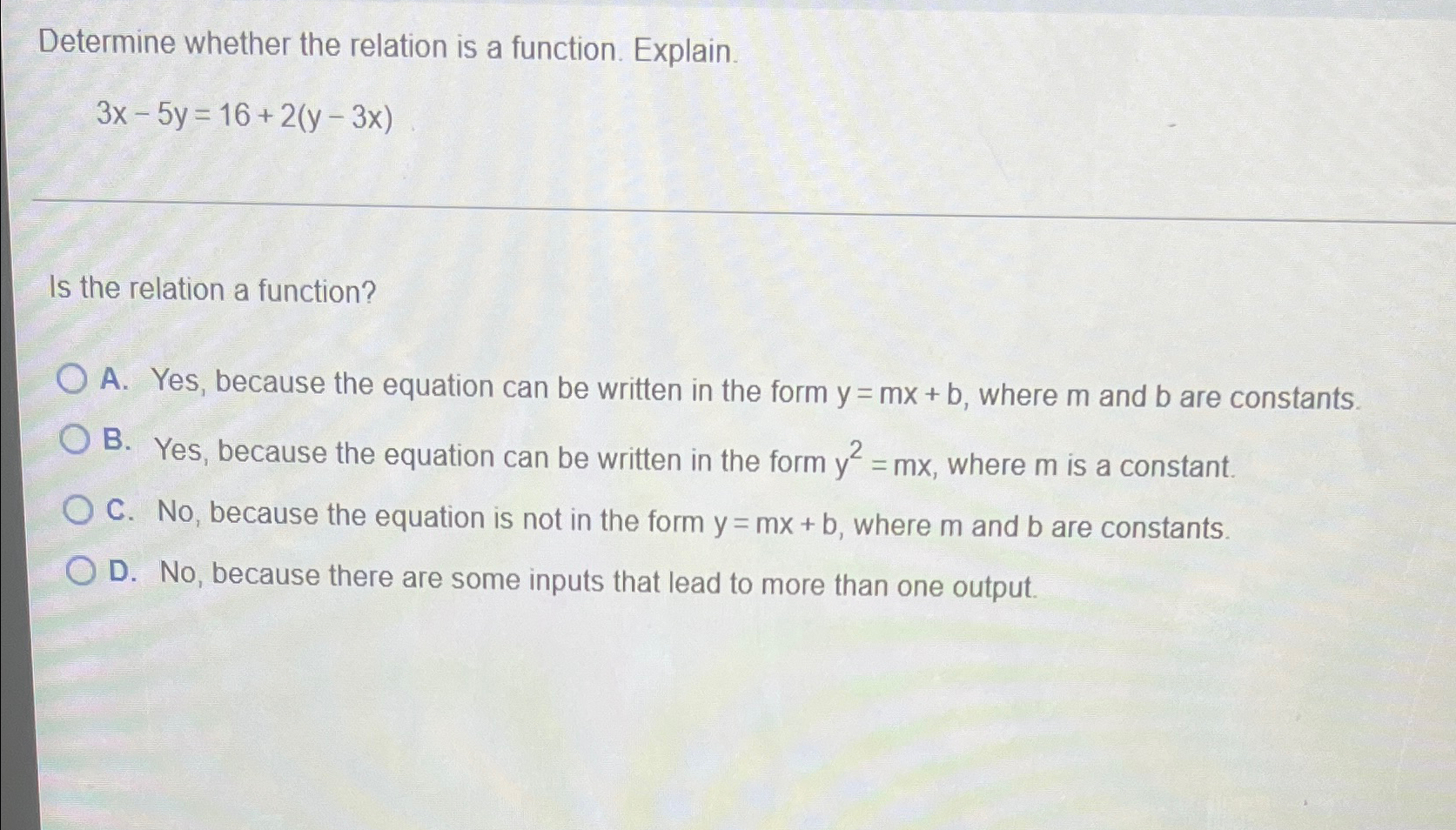 Solved Determine whether the relation is a function. | Chegg.com