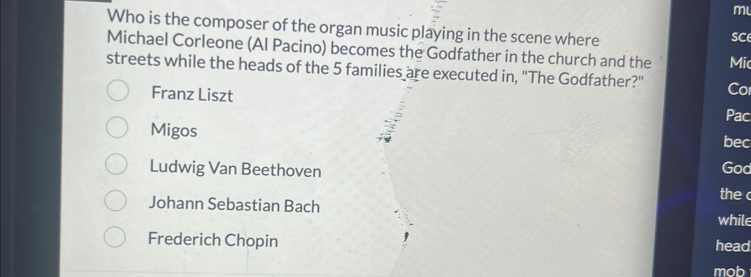 Solved Who is the composer of the organ music playing in the | Chegg.com