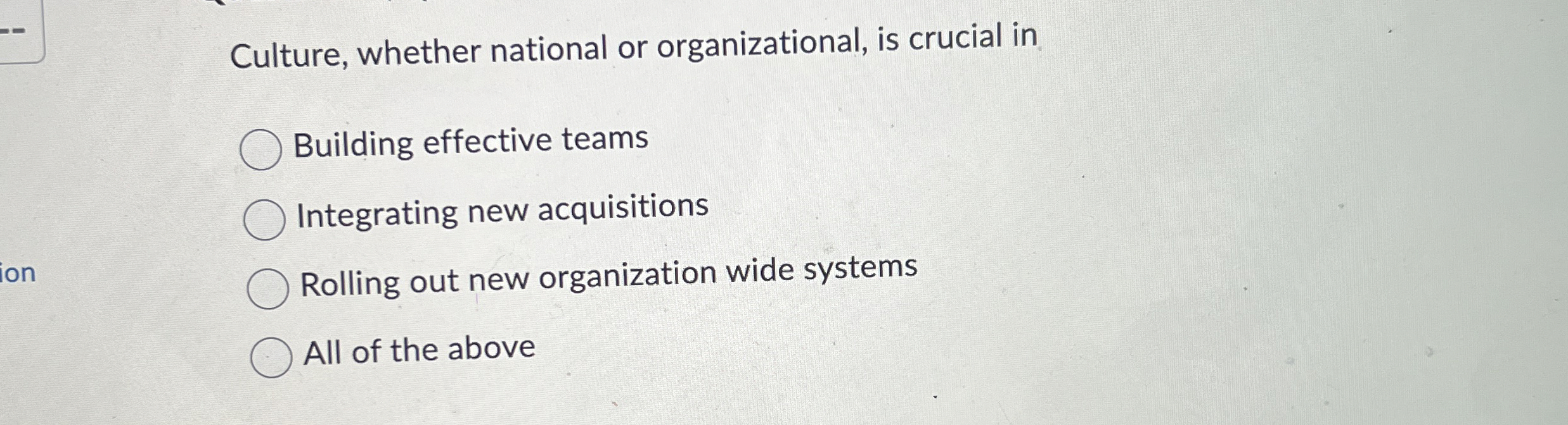Solved Culture, whether national or organizational, is | Chegg.com