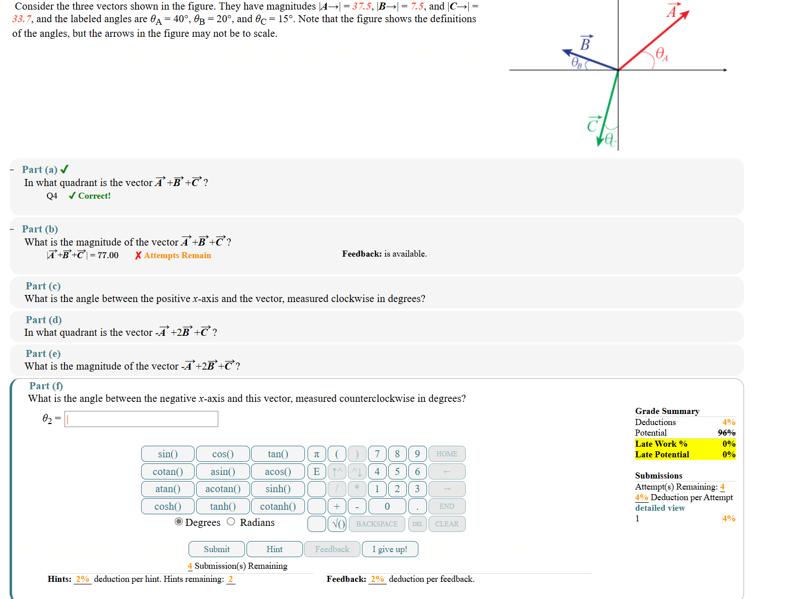 Solved Consider the three vectors shown in the figure. They | Chegg.com