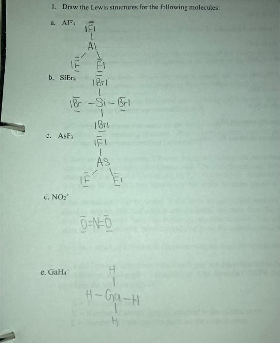 Solved 1. Draw the Lewis structures for the following | Chegg.com