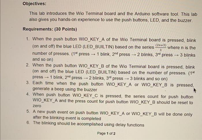 Objectives: This lab introduces the Wio Terminal | Chegg.com