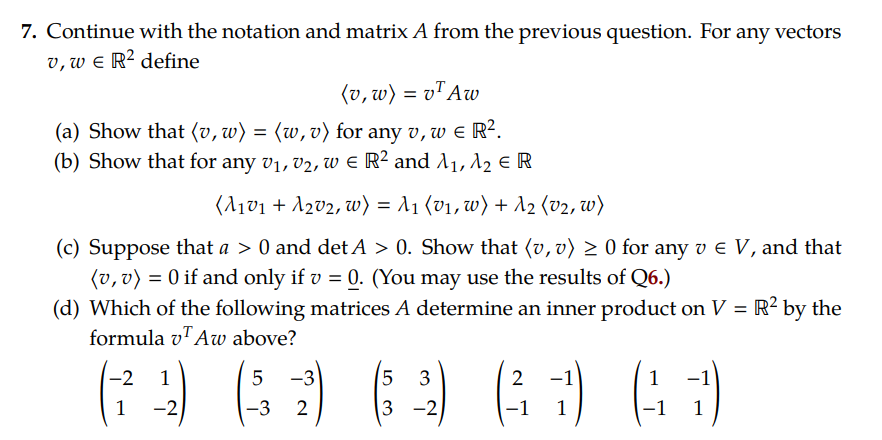 Solved Continue with the notation and matrix A from the | Chegg.com