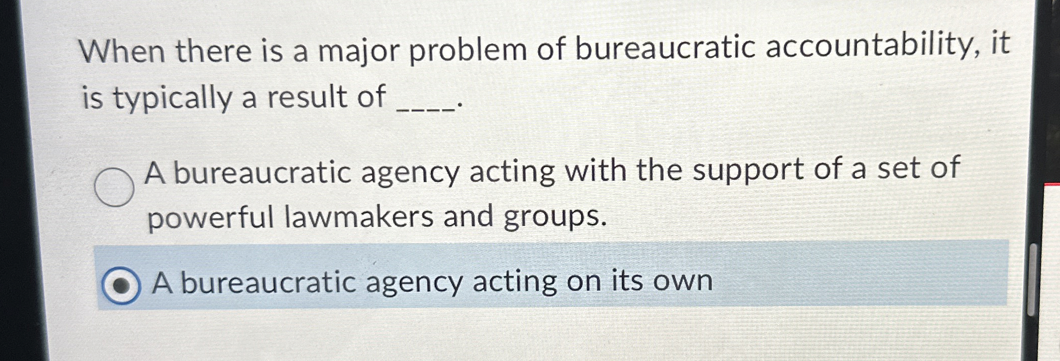 Solved When there is a major problem of bureaucratic | Chegg.com
