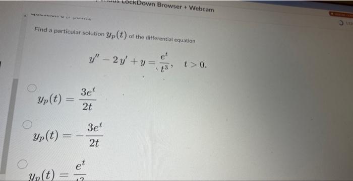 Solved Find a particular solution yp(t) of the differential | Chegg.com