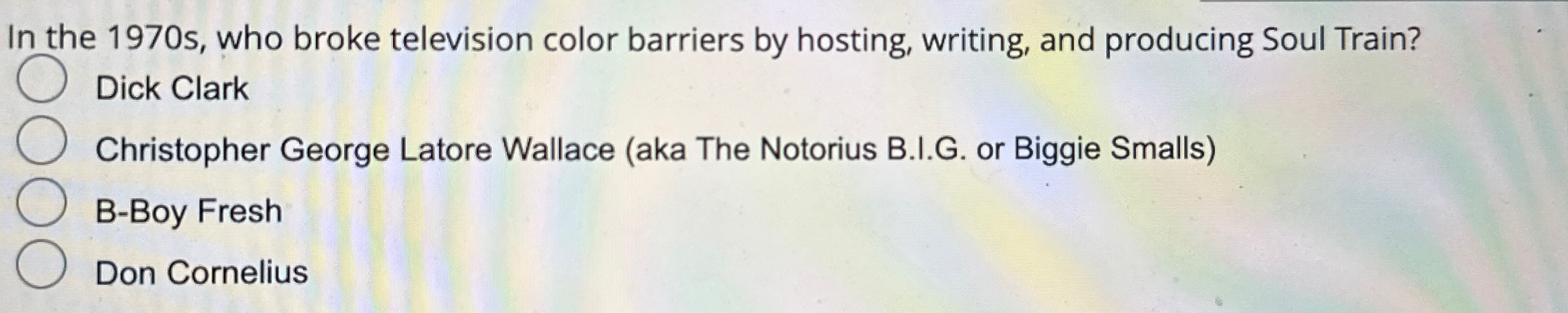 Solved In the 1970 ﻿s, ﻿who broke television color barriers | Chegg.com