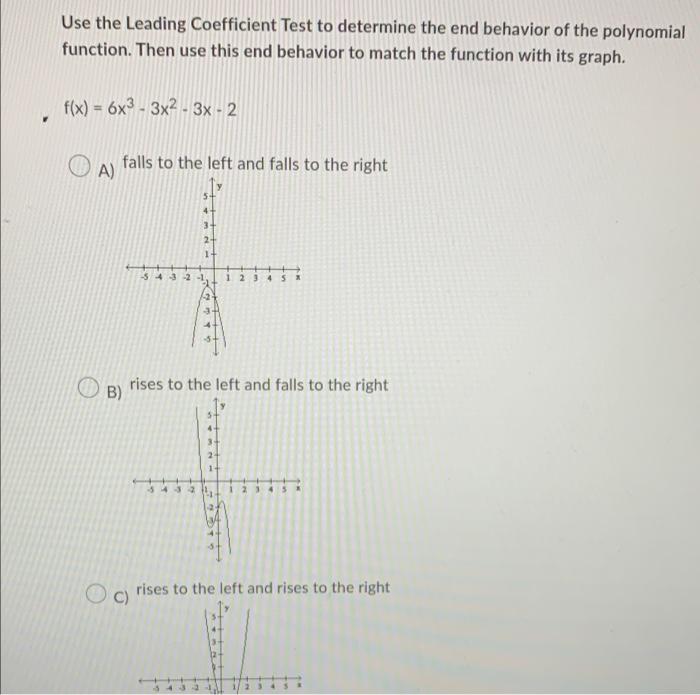 Solved V Use the Leading Coefficient Test to determine the | Chegg.com
