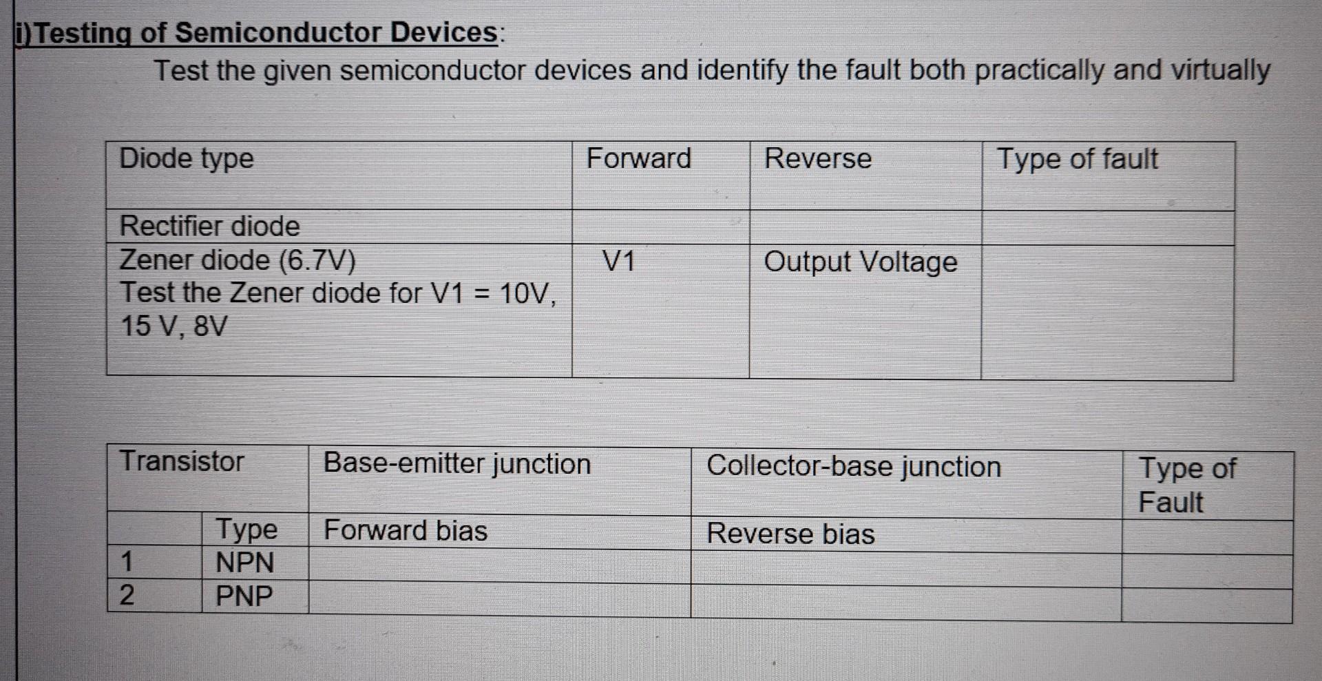 Testing of Semiconductor Devices: Test the given | Chegg.com