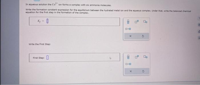Solved In aqueous tolution the Co21 lon forms a complex with | Chegg.com