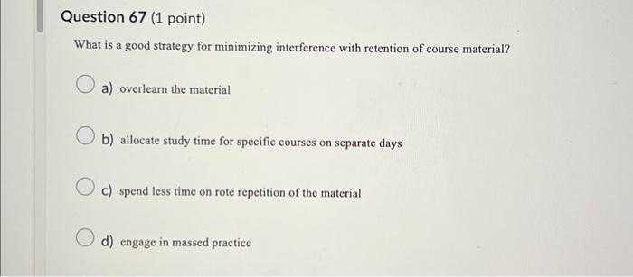 Solved What is a good strategy for minimizing interference | Chegg.com