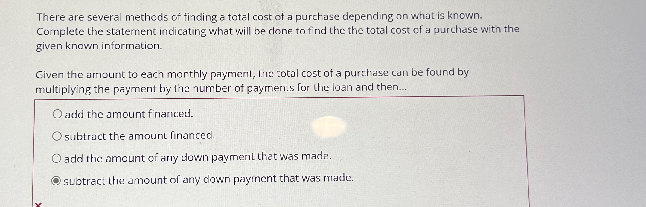 Solved There are several methods of finding a total cost of | Chegg.com