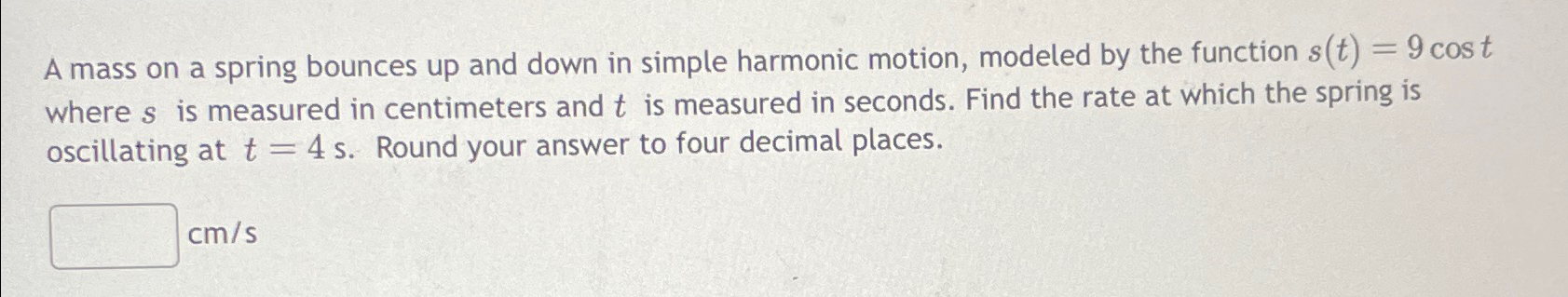 Solved A mass on a spring bounces up and down in simple | Chegg.com