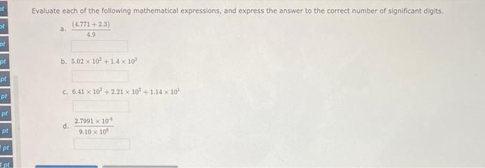 Solved Evaluate each of the following mathematical | Chegg.com