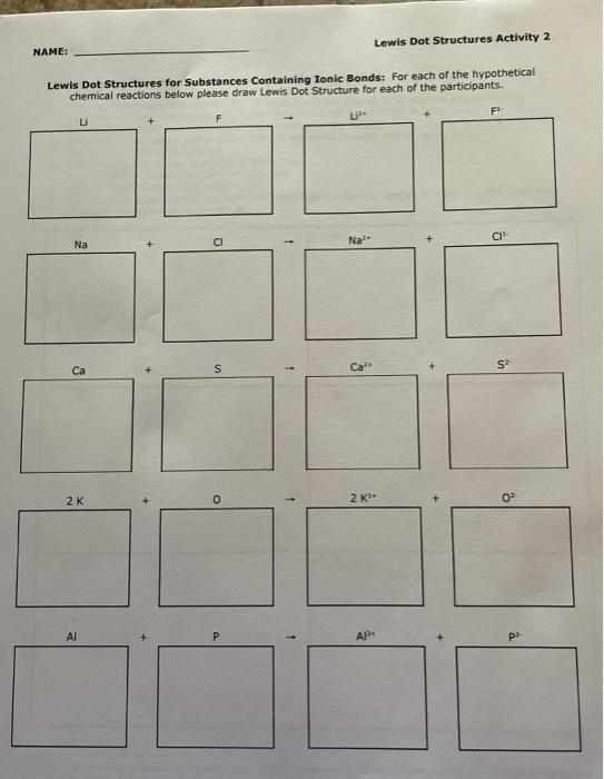 Solved Lewis Dot Structures Activity 2 NAME: Lewis Dot | Chegg.com