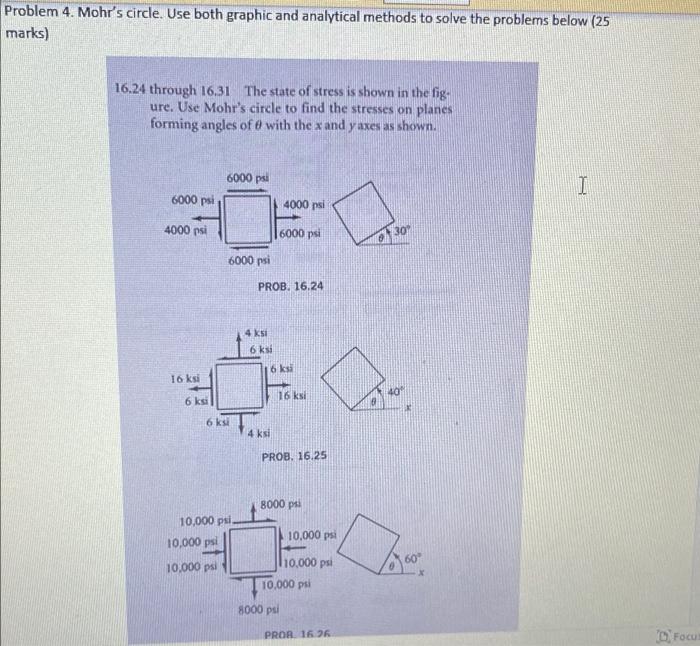 Solved Problem 4. Mohr's circle. Use both graphic and | Chegg.com