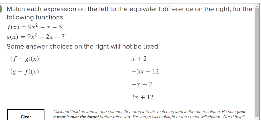Solved Match each expression on the left to the equivalent | Chegg.com
