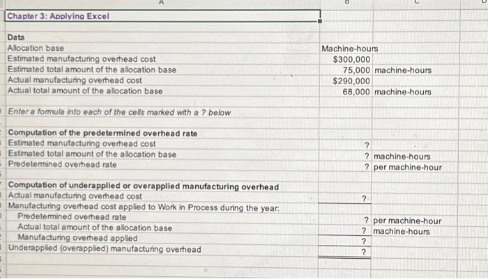 Solved Required information Chopter 3: Applying Excel The | Chegg.com
