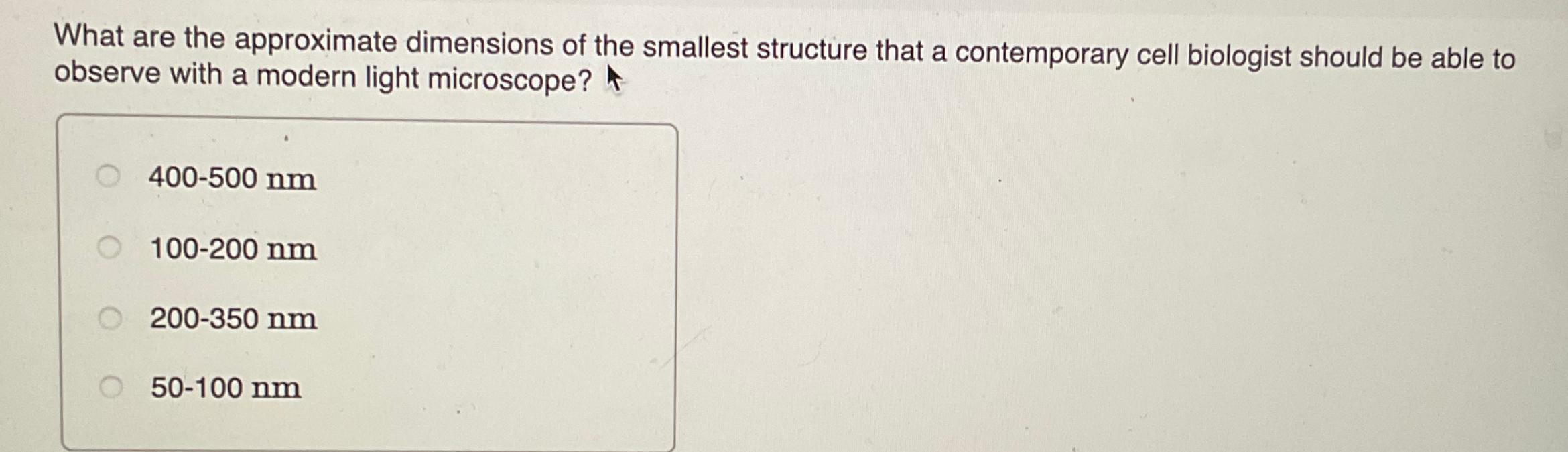 Solved What are the approximate dimensions of the smallest | Chegg.com