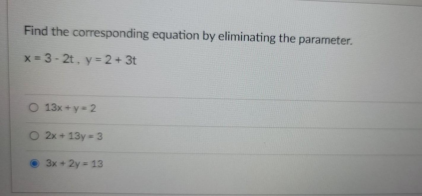 Solved Find the corresponding equation by eliminating the | Chegg.com