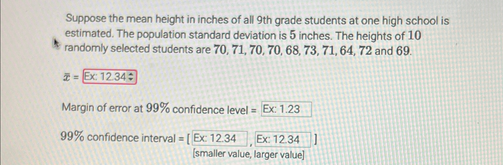 Solved Suppose the mean height in inches of all 9th grade | Chegg.com