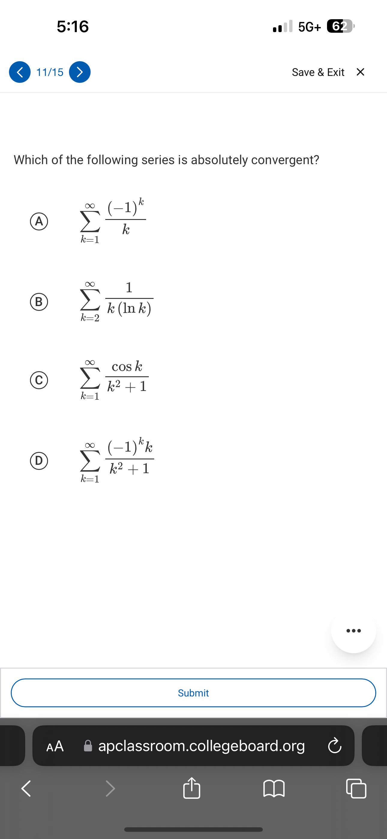 Solved Which of the following series is absolutely | Chegg.com
