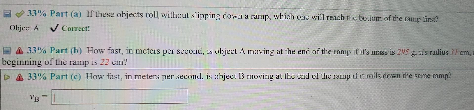 33% Part (a) If these objects roll without slipping | Chegg.com