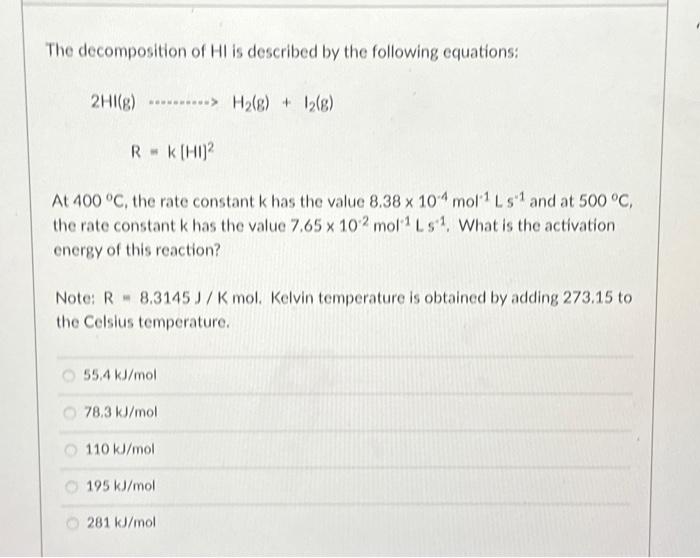 Solved Consider the hypothetical reaction A(g)+2 B( | Chegg.com
