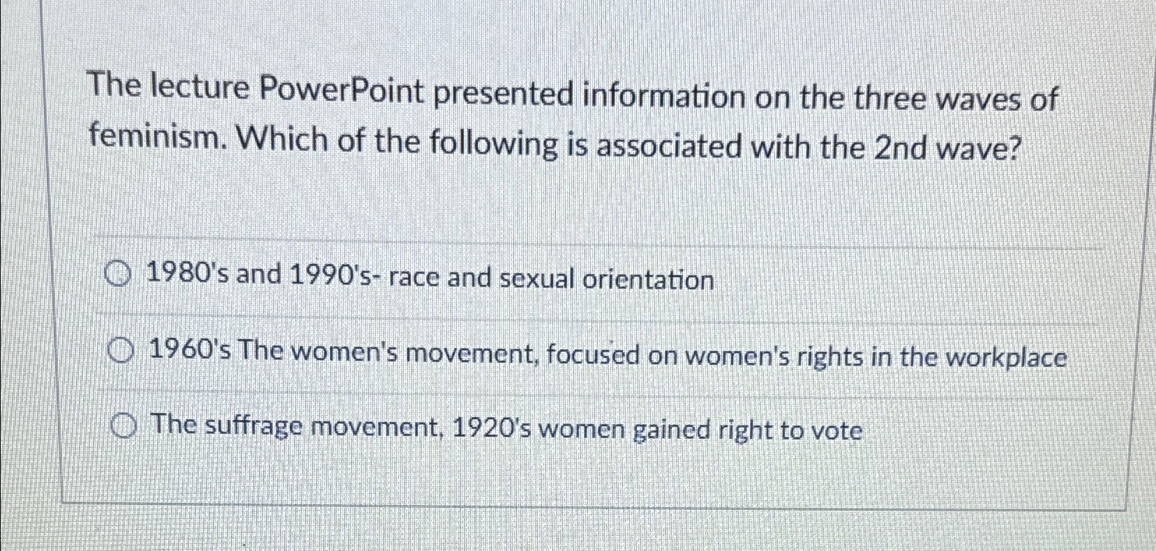Solved The lecture PowerPoint presented information on the | Chegg.com