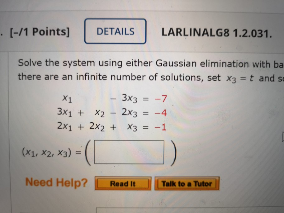 Solved Solve the system using either Gaussian elimination | Chegg.com Solved Solve the system using either Gaussian elimination | Chegg.com