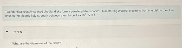 Solved Two identical closely spaced circular disks form a | Chegg.com