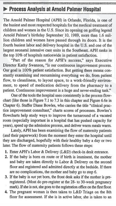 Process Analysis at Arnold Palmer Hospital The | Chegg.com