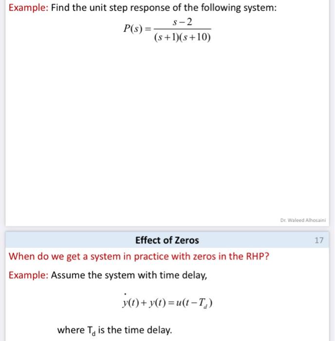Solved Example: Find the unit step response of the following | Chegg.com