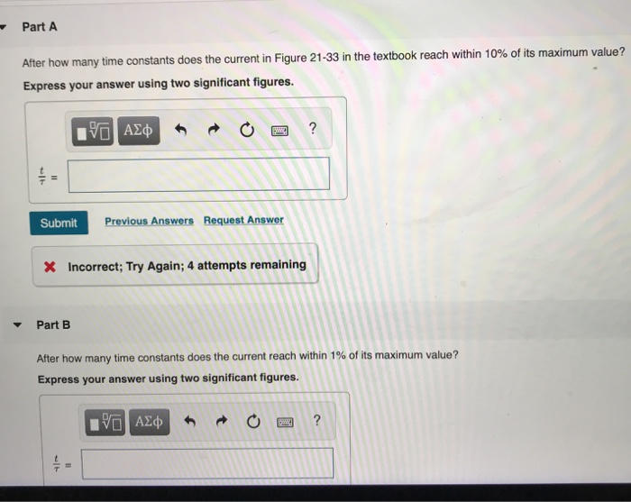 Solved Switch Part A After how many time constants does | Chegg.com