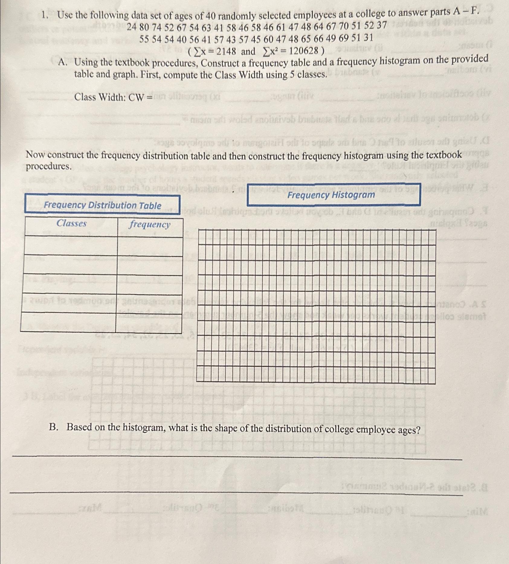 Solved Use the following data set of ages of 40 ﻿randomly | Chegg.com