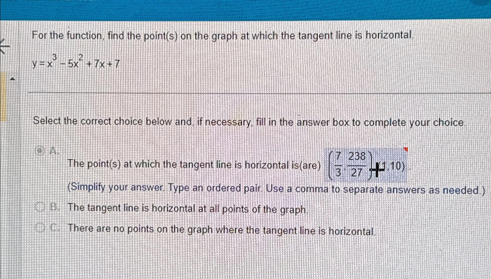 Solved For the function, find the point(s) ﻿on the graph at | Chegg.com