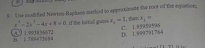 Solved 9. Use modified Newton-Raphson method to approximate | Chegg.com