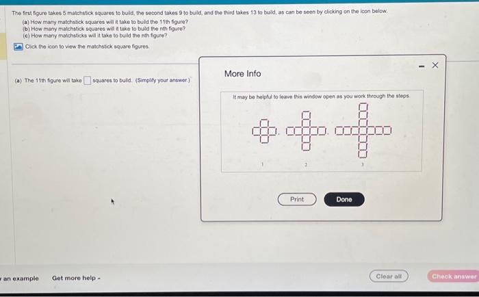 Solved The first figure takes 5 matchstick squares to buid, | Chegg.com
