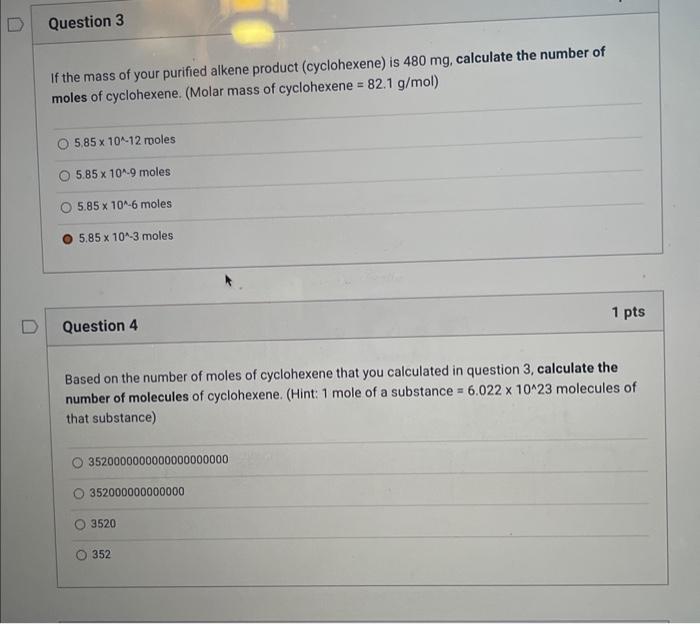 Solved If the mass of your starting alcohol (cyclohexanol) | Chegg.com