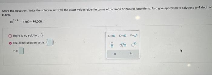 Solved Solve The Equation Write The Solution Set With The