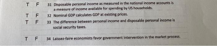 Solved 31 Disposable personal income as measured in the | Chegg.com