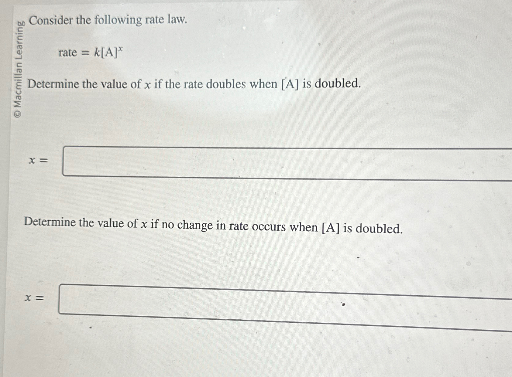 Solved ?n ﻿Consider the following rate law. ﻿rate | Chegg.com