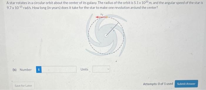 Solved A star rotates in a circular orbit about the center | Chegg.com