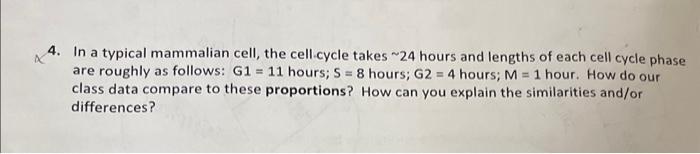 4. In a typical mammalian cell, the cell.cycle takes | Chegg.com