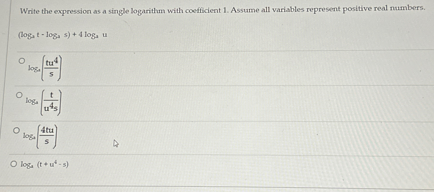Solved Write the expression as a single logarithm with | Chegg.com